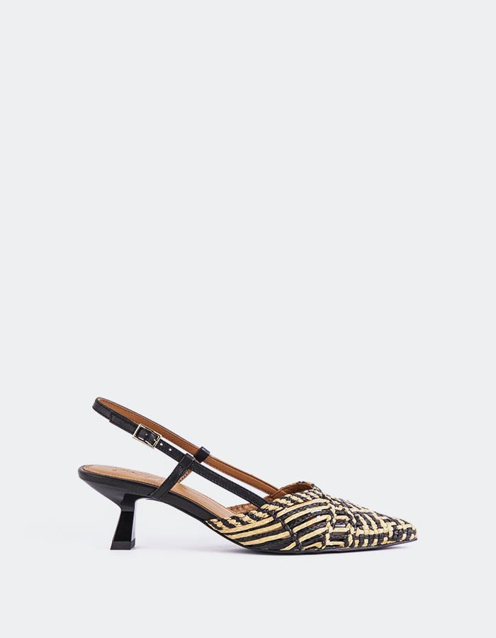 SHELLY SHEN Cheng Women's Low-Heel Slingback Black Leather – L'INTERVALLE