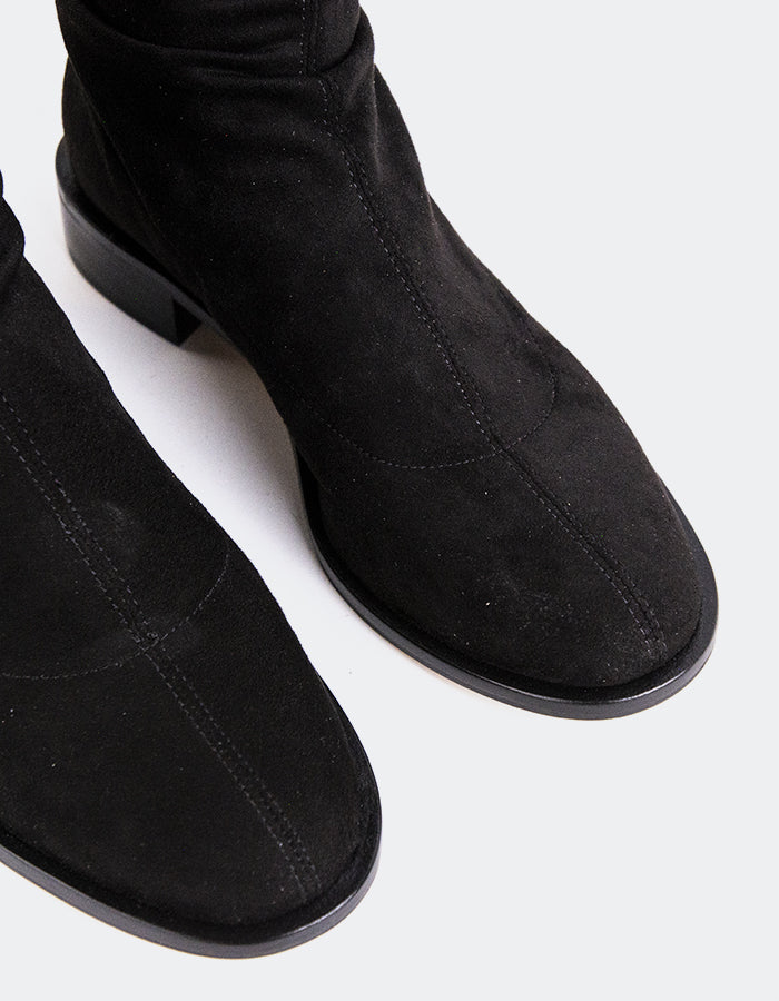 L'INTERVALLE Elowen Women's OTK Boots Black Suede Stretch