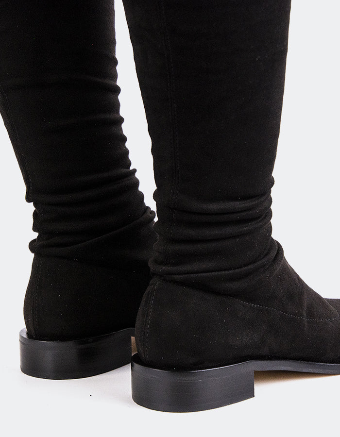 L'INTERVALLE Elowen Women's OTK Boots Black Suede Stretch