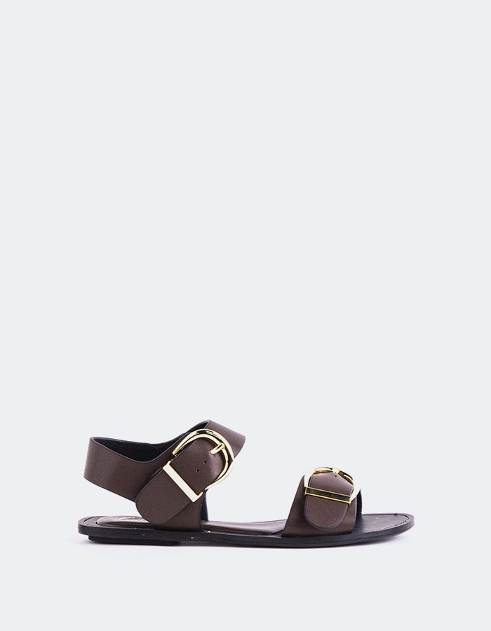 L'INTERVALLE Nicky Women's Flat Sandals Chocolate Leather