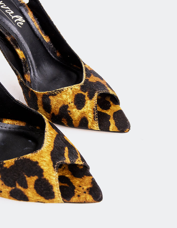 L'INTERVALLE Twylla Women's Peep-Toe High-Heel Slingbacks Leopard Pony