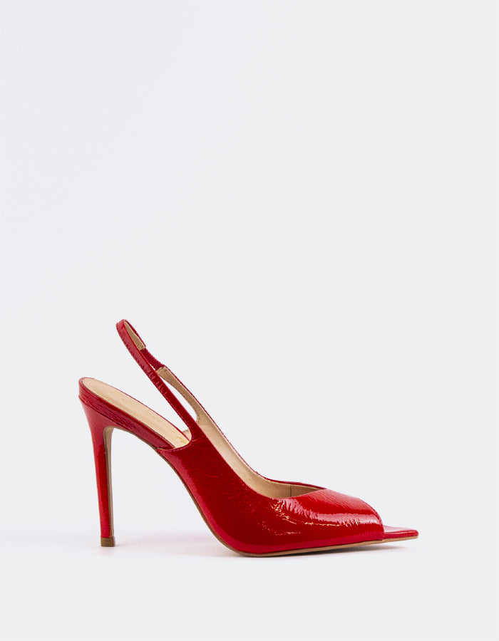 L'INTERVALLE Twylla Women's Peep-Toe High-Heel Slingbacks Red Naplack